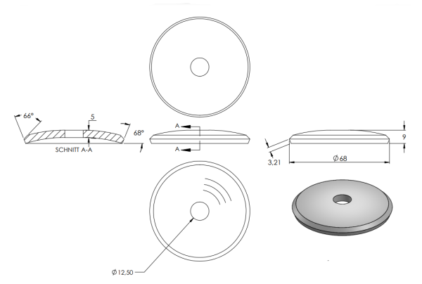 Edelstahl Ronde, mit Fase und Mittelbohrung, Rundschliff, V2A | widmann-shop.de